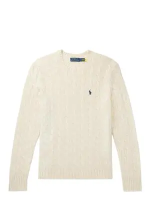 Polo Ralph Lauren Slim-fit Cable-knit Wool And Cashmere-blend Sweater - Neutrals