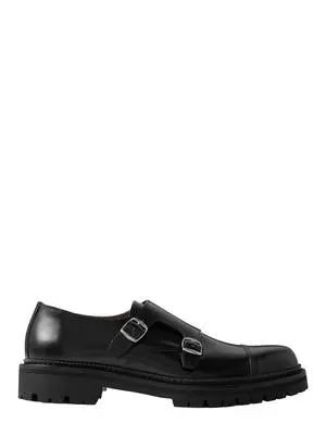 Mr P. Olie Leather Monk-strap Shoes - Black