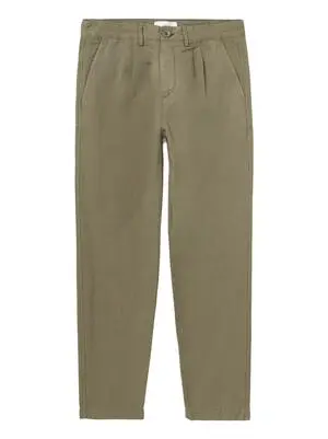 Mr P. Straight-leg Pleated Garment-dyed Trousers - Green