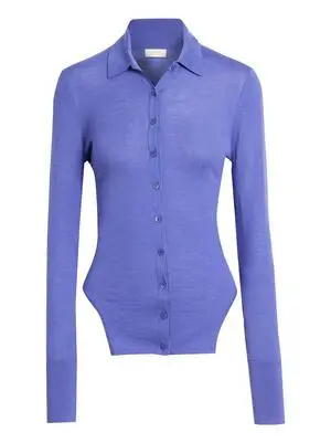 Lapointe Asymmetrical Wool, Silk, And Cashmere-blend Shirt - Lavender