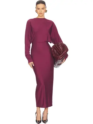 HELSA Helsa Matte Jersey Open Back Dress Cabernet