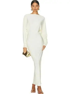 HELSA Matte Jersey Open Back Dress - Ivory