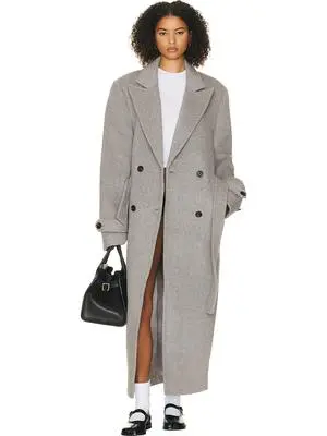 HELSA Bold Shoulder Long Coat - Grey
