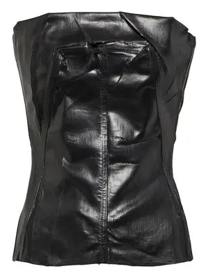 Rick Owens Coated Denim Bustier - Black