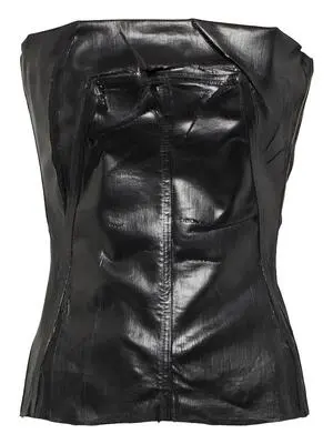 Rick Owens Coated Denim Bustier - Black
