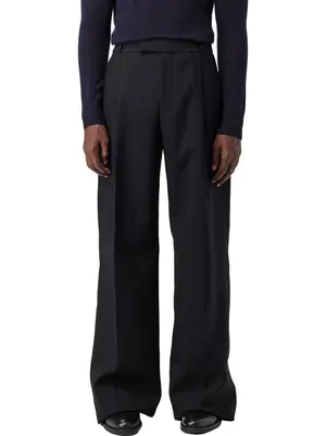 Alexander McQueen Wool Wide Leg Trousers - Black