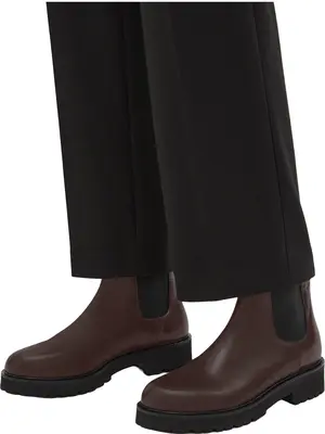 Theory Theory Lug Chelsea Booties In Leather Dark Brown