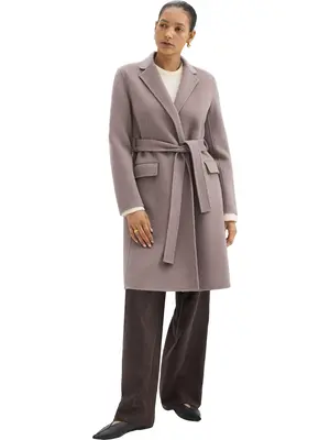 Theory Theory Wrap Coat In Double-Face Wool-Cashmere Cinder Melange