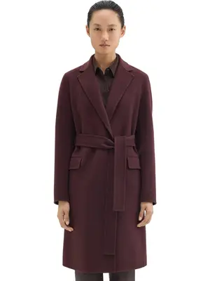 Theory Theory Wrap Coat In Double-Face Wool-Cashmere Malbec