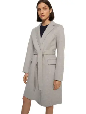 Theory Theory Wrap Coat In Double-Face Wool-Cashmere Melange Grey