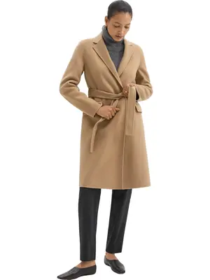 Theory Theory Wrap Coat In Double-Face Wool-Cashmere New Camel