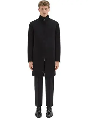 Theory Stand Collar Recycled Wool-blend Melton Coat - Black