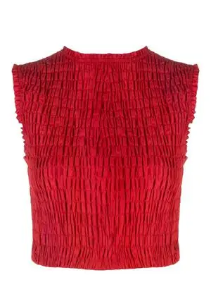 Patou Smocked Crop Top - Red