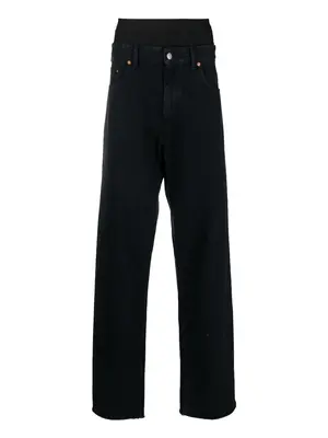 MAISON MARGIELA Layered-effect Straight-leg Jeans - Black