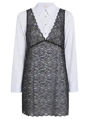 Cinq À Sept Catilina Lace-overlay Dress - Black