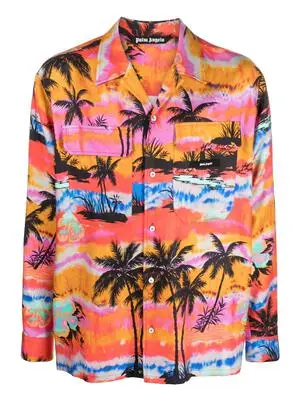 Palm Angels Psychedelic Palms-print Shirt - Orange
