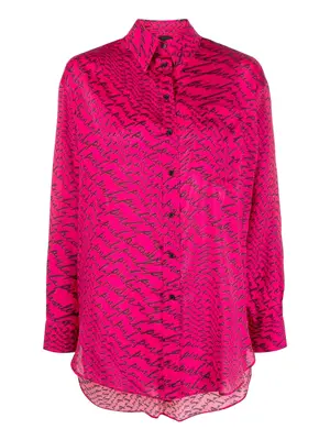 Pinko Logo-print Long-sleeve Shirt - Pink