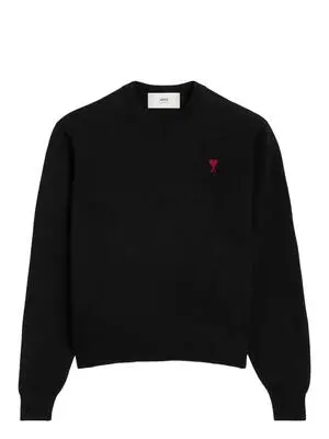 Ami Logo-embroidered Wool Jumper - Black