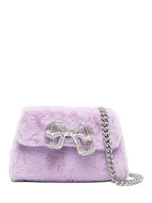 SELF-PORTRAIT Fluffy Bow Shoulder Bag - Purple