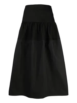 JIL SANDER Tiered Cotton Midi Skirt - Black