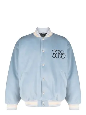 Gcds Graffiti Logo Varsity Bomber Jacket - Blue