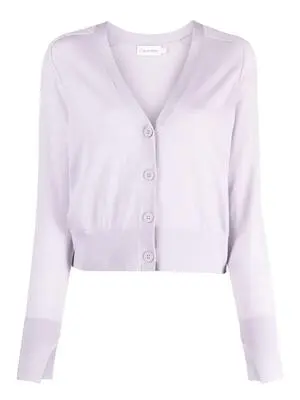 Calvin Klein V-neck Wool Cardigan - Purple
