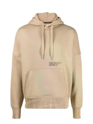 Calvin Klein Layered Drawstring Hoodie - Pf2 Travertine