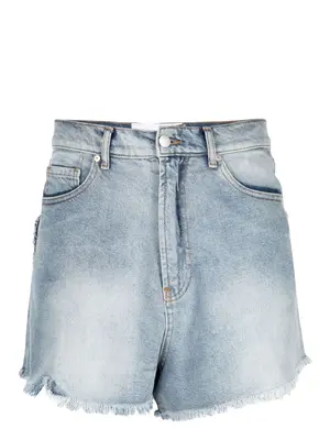 Natasha Zinko Heart-appliqué Denim Shorts - Blue
