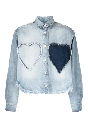 Natasha Zinko Heart-appliqué Denim Shirt - Blue