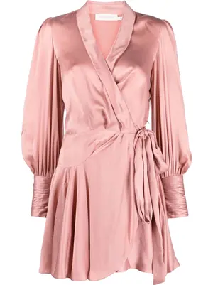 Zimmermann Wrap Silk Dress - Pink