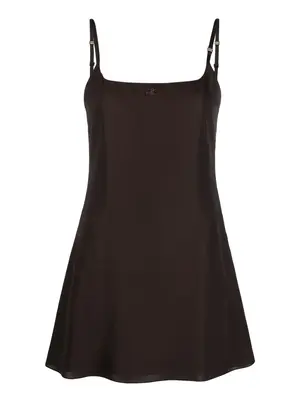 COURREGES Logo-embroidered Slip Minidress - Brown