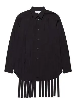 Comme Des Garçons Fringed Pleated Cotton Shirt - Black