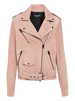 TOM FORD Suede Biker Jacket - Neutrals
