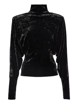 Alexandre Vauthier Draped Velvet Top - Black