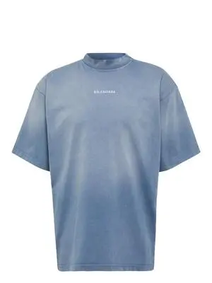 Balenciaga Logo Cotton Jersey T-shirt - Blue