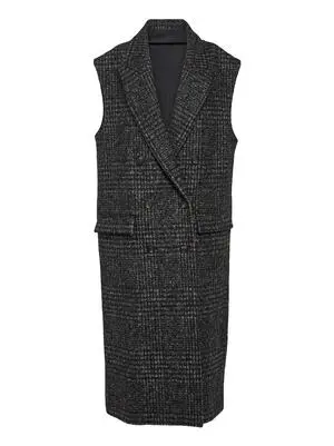 Brunello Cucinelli Checked Wool-blend Coat - Grey