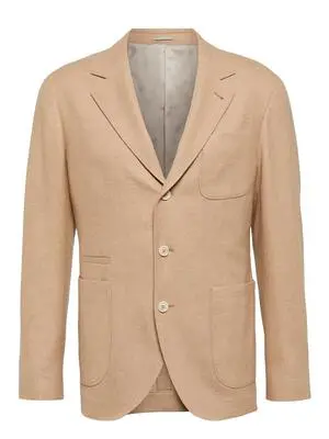 Brunello Cucinelli Wool, Cashmere, And Silk Twill Blazer - Brown