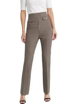 BOSS Tubeka Check Print Straight Leg Trousers - Med Bge