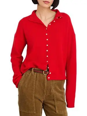 ALEX MILL Taylor Cotton & Cashmere Cardigan - Fire Red