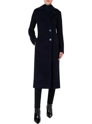 Akris Belted Wool-blend Coat - 079 Navy