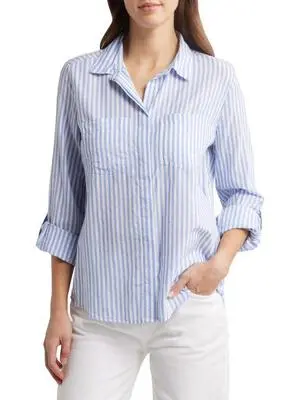 BEACHLUNCHLOUNGE Stripe Cotton & Modal Button-up Shirt - Ponds And Bay