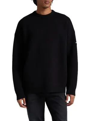 Balenciaga Oversize Double Face Wool Blend Crewneck Sweater - Black