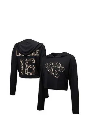 MAJESTIC THREADS Trevor Lawrence Jacksonville Jaguars Leopard Player Name & Number Cropped Hoodie - Black