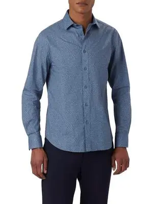 BUGATCHI Axel Stria Print Stretch Cotton Button-up Shirt
