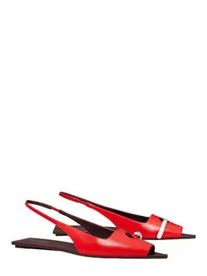 Tory Burch Tory Burch Pierced Slingback Flat Plum/red/silver