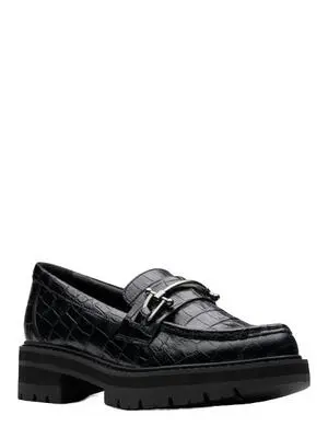Clarks Orianna Bit Platform Loafer - Black Croc