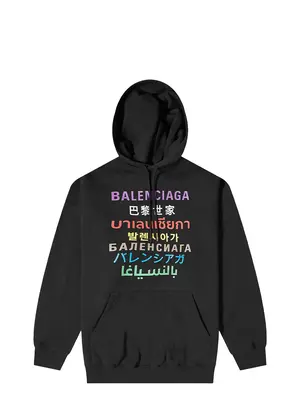 Balenciaga Languages Popover Hoodie - Black