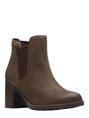 Clarks Leda Up Ankle Bootie Dark Olive