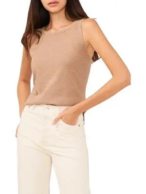 Vince Camuto Back Cutout Sweater Tank - Dark Latte Heather