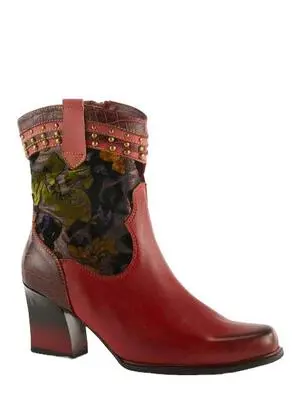 SPRING STEP SHOES Happytime Embossed Bootie - Red Multi
